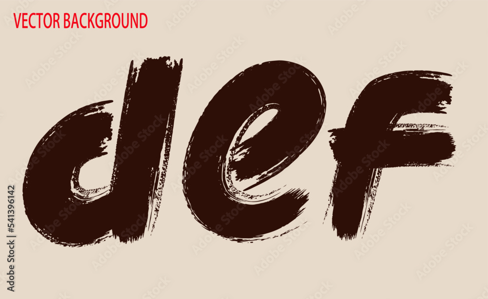 black handwritten alphabets. d,e,f font illustration vector. Hand Drawn ...