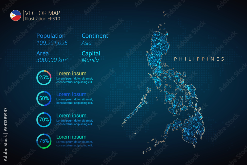 Philippines map infographics vector template with abstract geometric ...