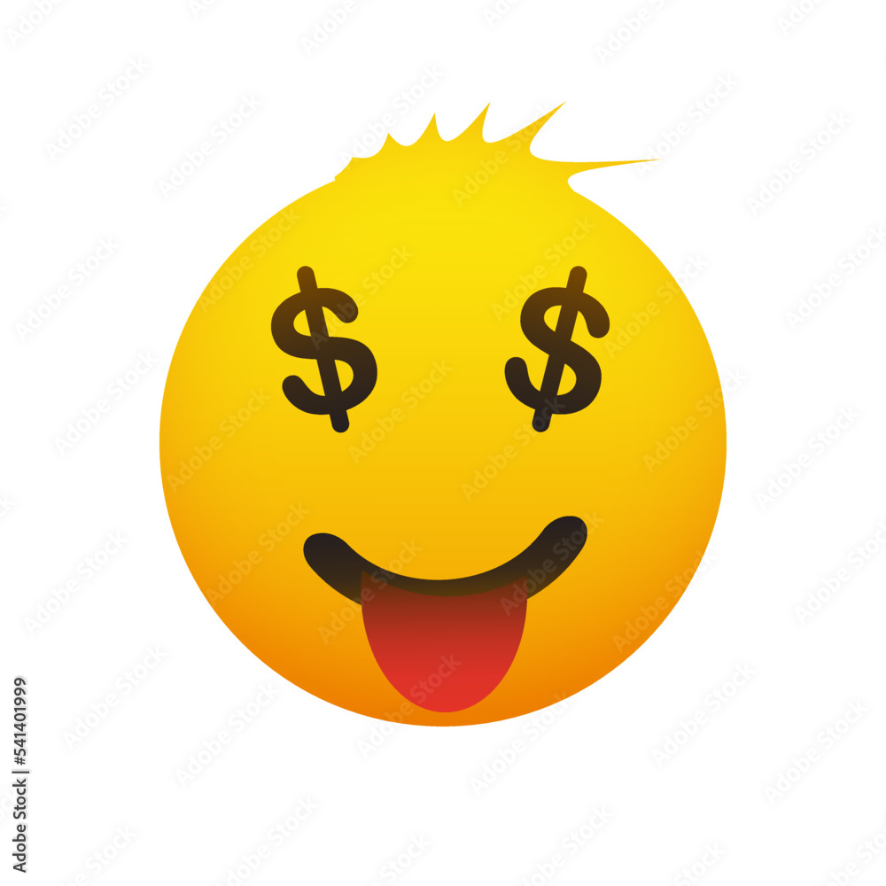 Vektorová grafika „Smiling Emoji with Dollar Signs in the Eyes - Simple ... Vektorová grafika „Smiling Emoji with Dollar Signs in the Eyes - Simple ...