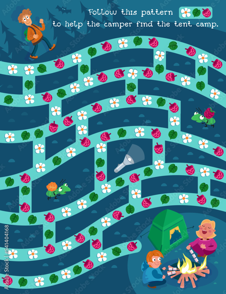 Maze for children. Puzzle game with cute characters. Follow this ...