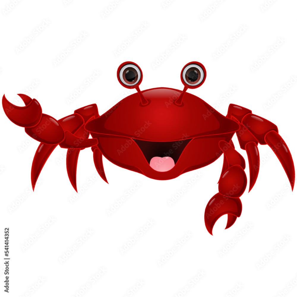 Cute crab cartoon on white background Stock Vector | Adobe Stock