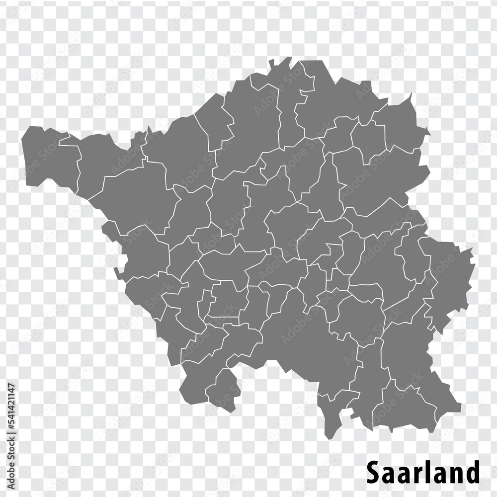Map State of Saarland on transparent background. Saarland map with ...