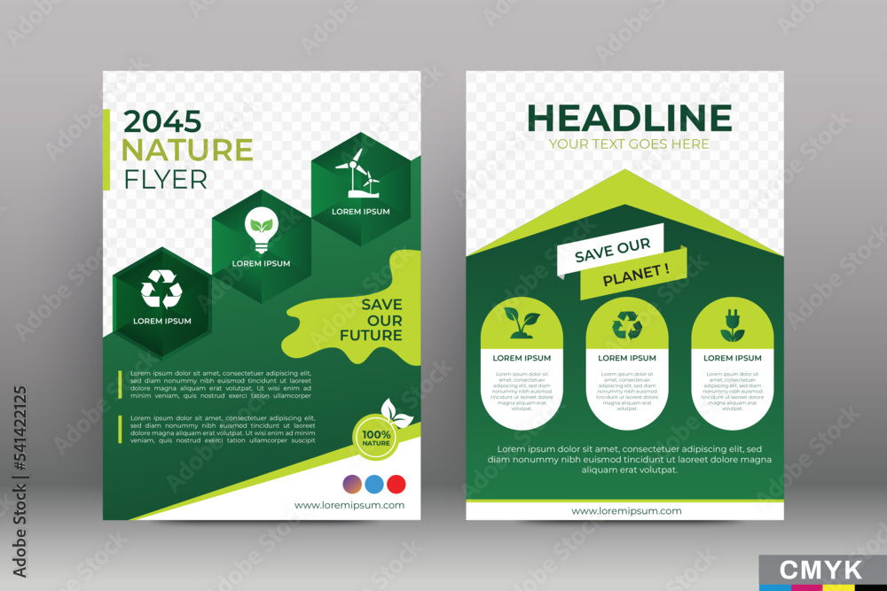 Green eco flyer, poster, brochure, magazine, annual report, booklet ...