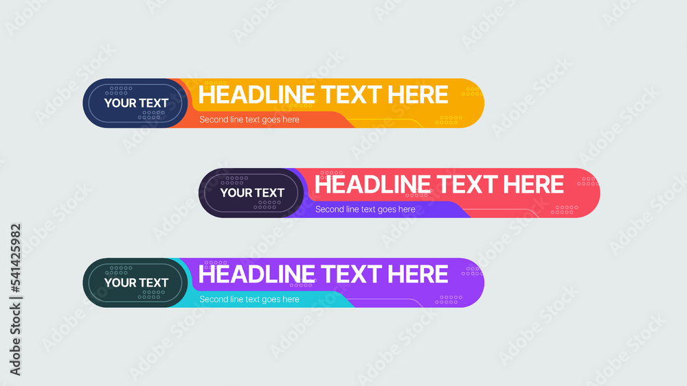 Modern Lower Third Design. Set of banners bar screen broadcast bar name ...