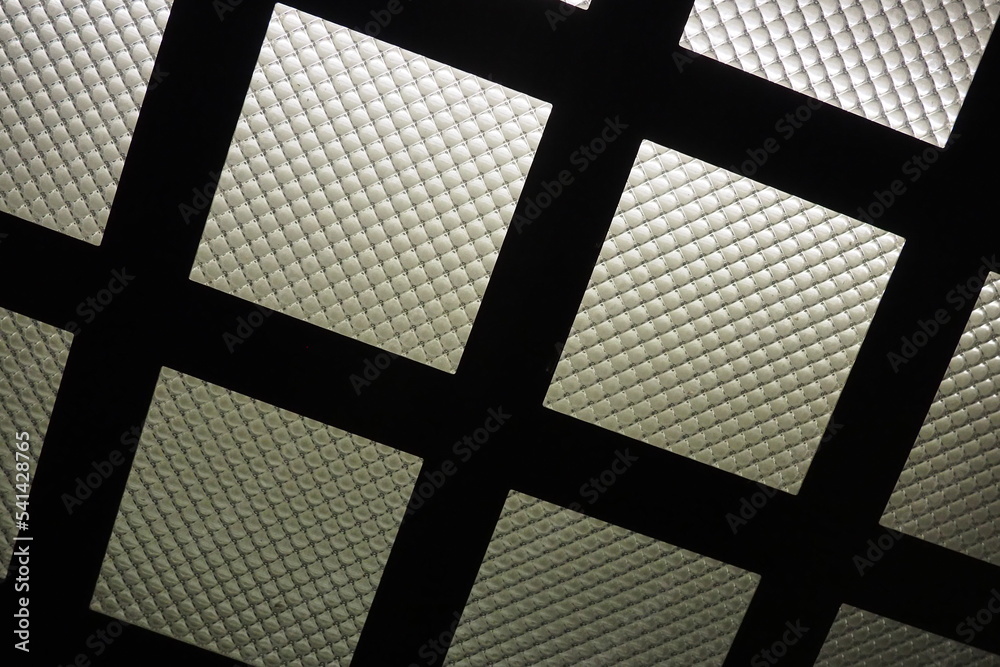 Foto Stock Electric LED light in the elevator. The ceiling of the ...