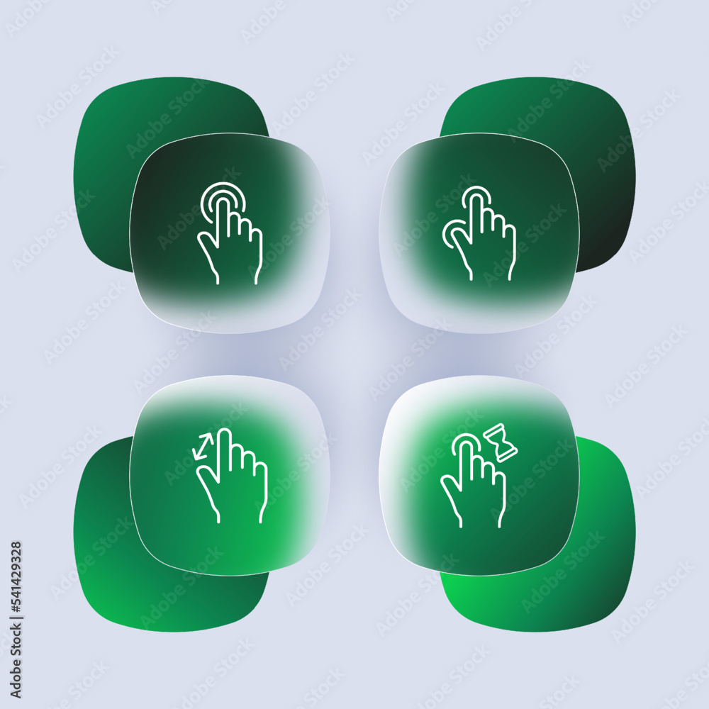 Control gestures set icon. Touch screen, hand, finger, double tap, swipe, scroll, press, push ...