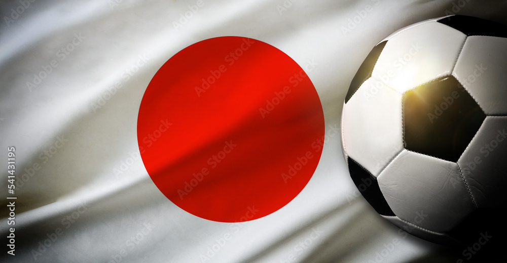 Japan national team background with ball and flag top view Stock Photo ...