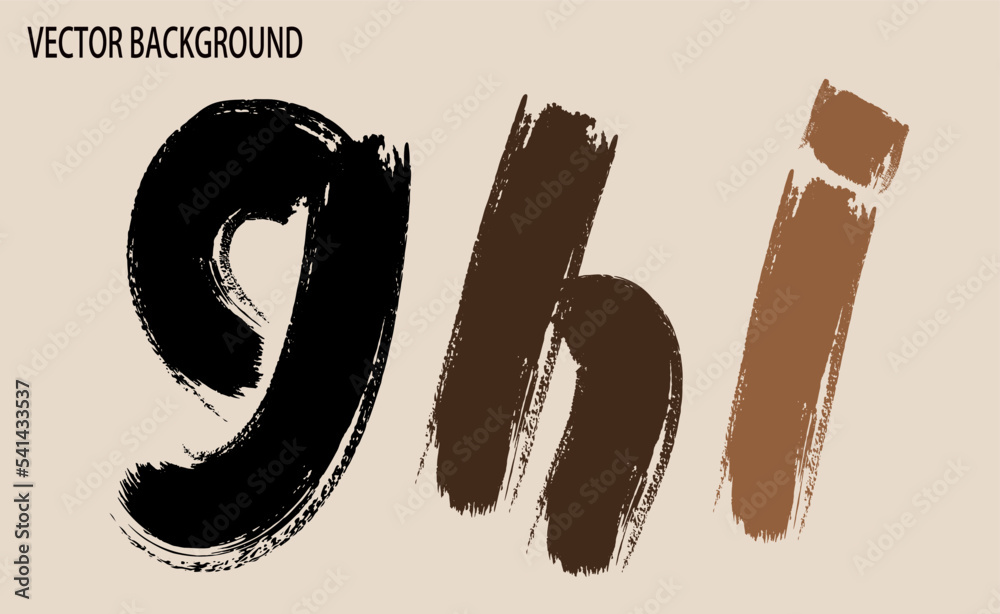 black handwritten alphabets. g,h,i font illustration vector, Hand Drawn ...