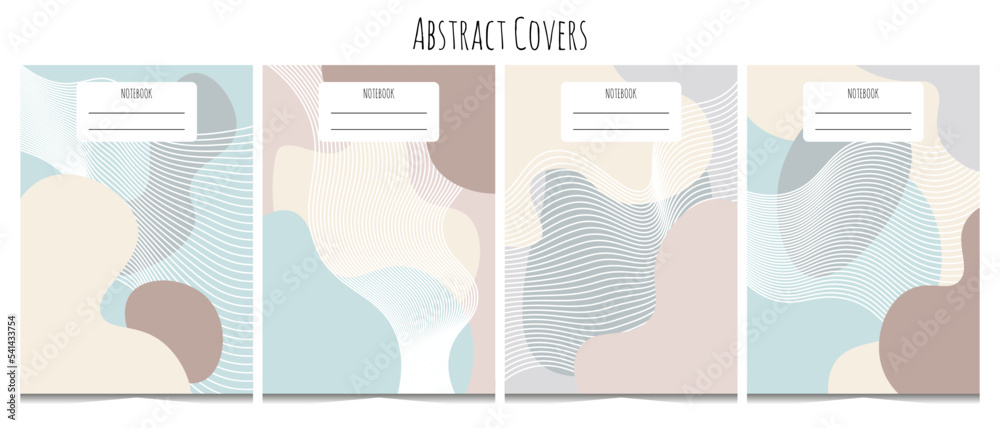 Set of 4 notebook abstract cover templates in trendy minimal style in ...