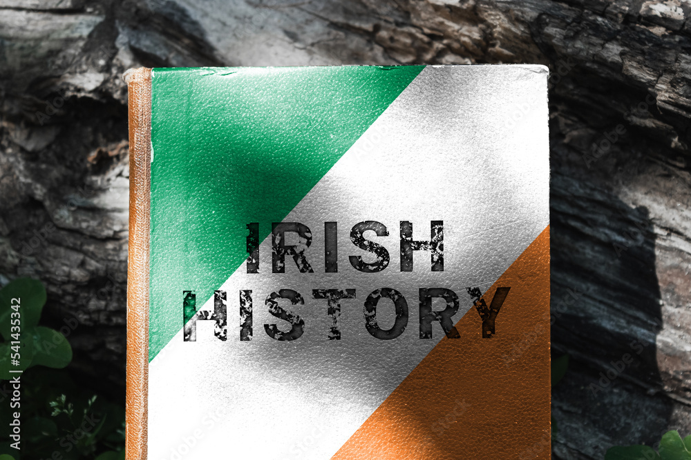 History of Ireland. Book cover in the colors of the Irish flag. Stock ...