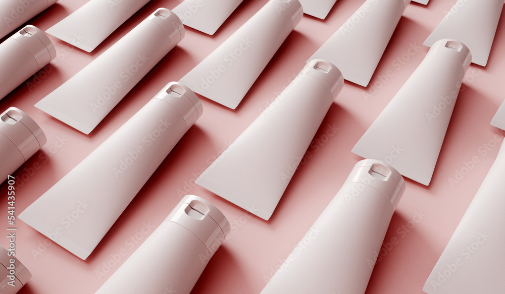 Cosmetic tube product mock up. Multiple product background display. 3D ...