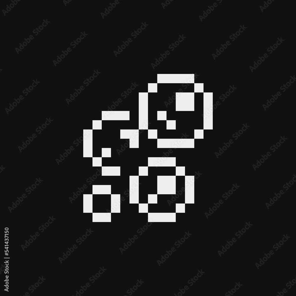 Soap bubble pixel art icon. Old school computer graphic design. 1-bit ...