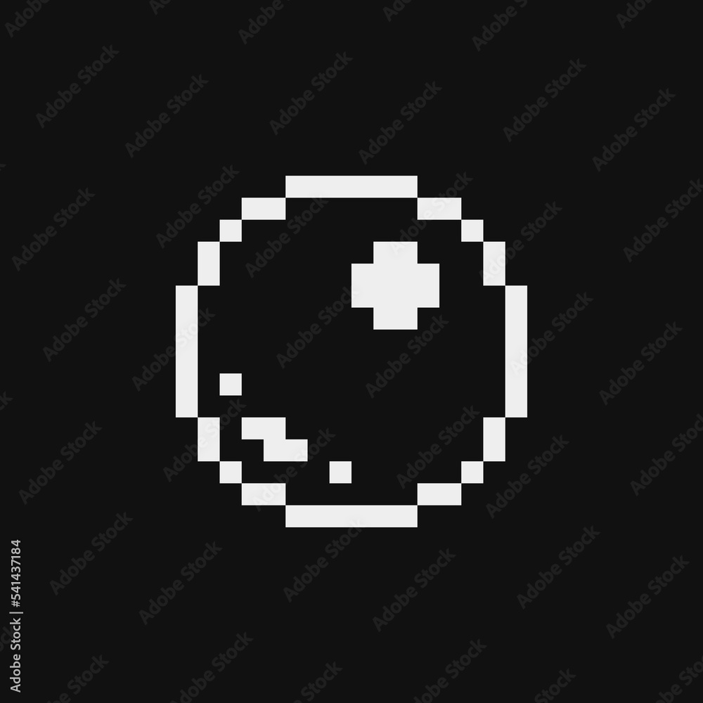 Bubble pixel art icon. Old school computer graphic design. 1-bit style ...