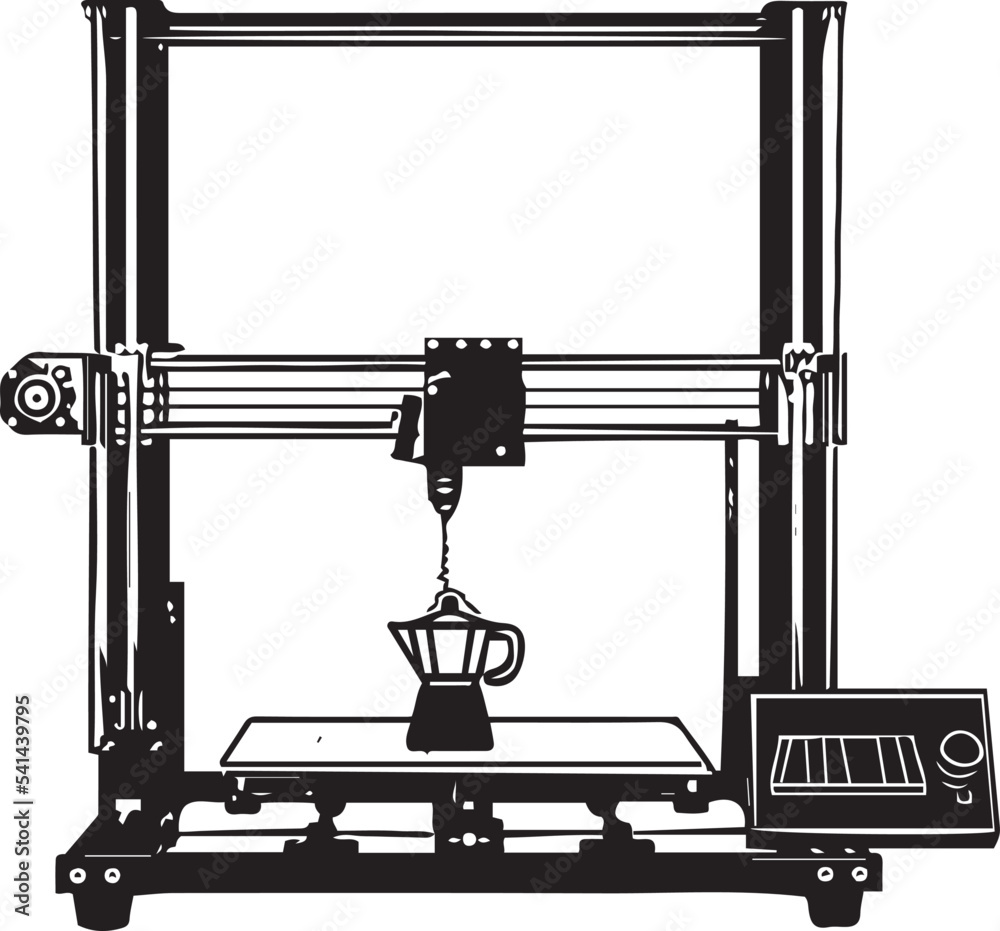 Vecteur Stock 3d printing machine vector, 3d printer at work on a ...
