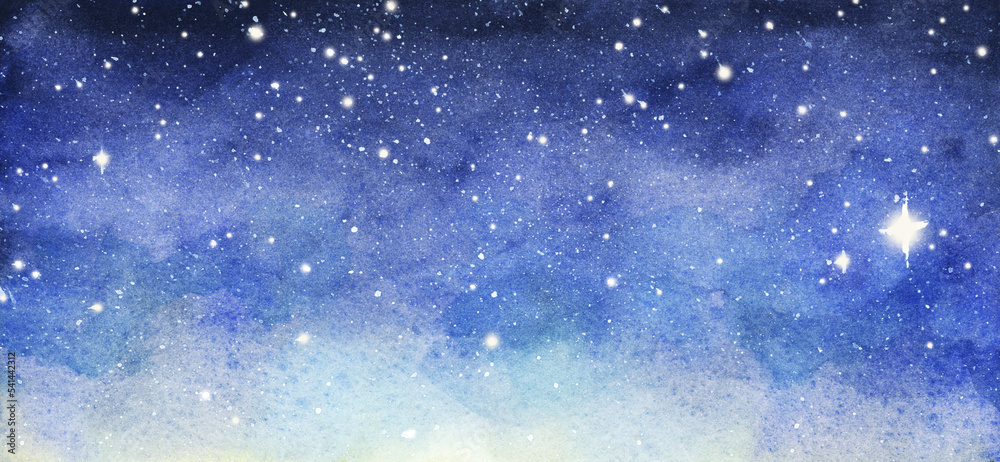 Watercolor night sky background with stars Stock Illustration | Adobe Stock