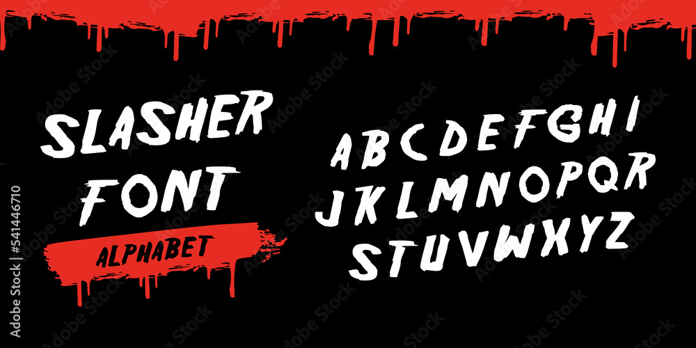 Slasher Title Alphabet, Horror Movie Genre. Scary Halloween font ...
