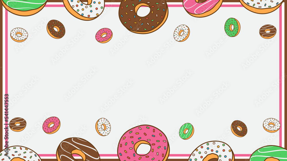 Donuts Background Design Template. Donuts Cartoon Vector Illustration ...