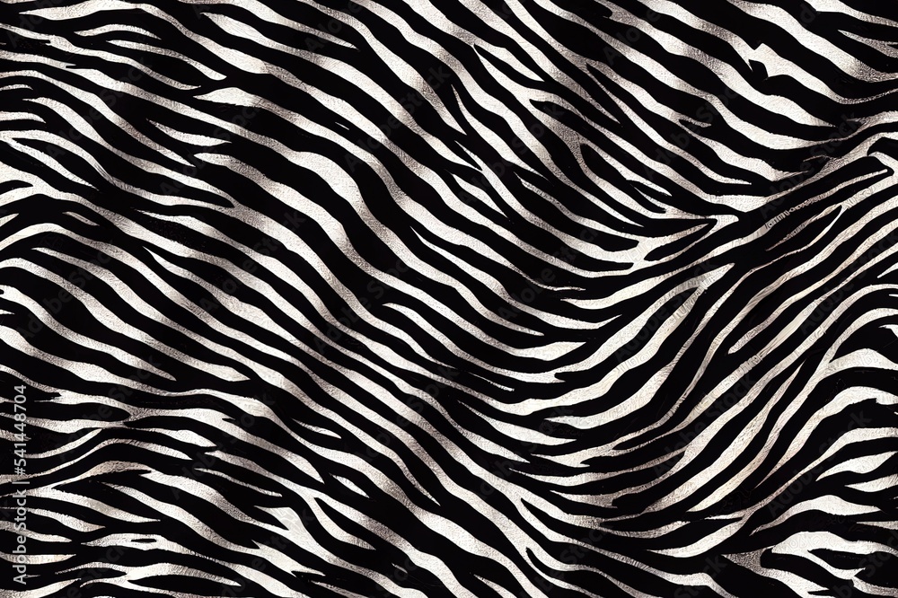Seamless black and white zebra fur pattern. Stylish wild zebra print ...