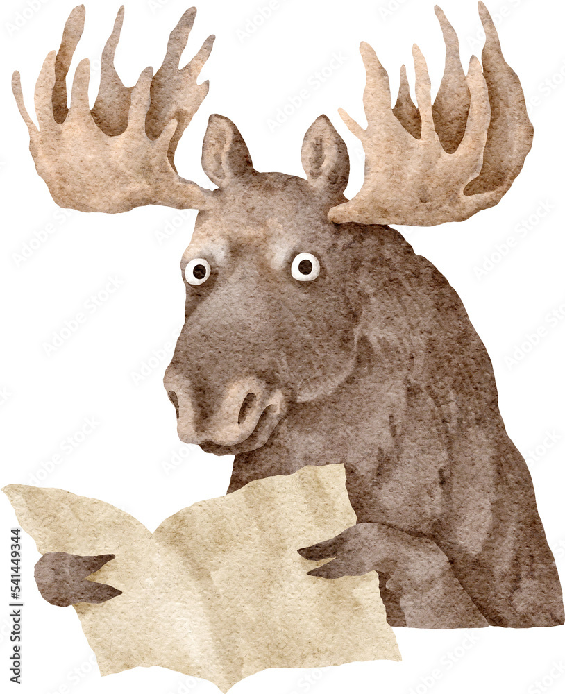 Elk character reading newspaper Stock Illustration | Adobe Stock