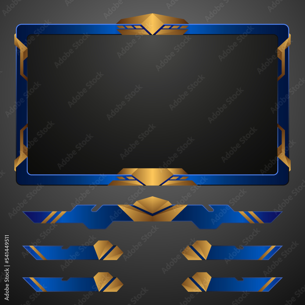 Luxury gold and blue stream overlay game interface border frame for ...