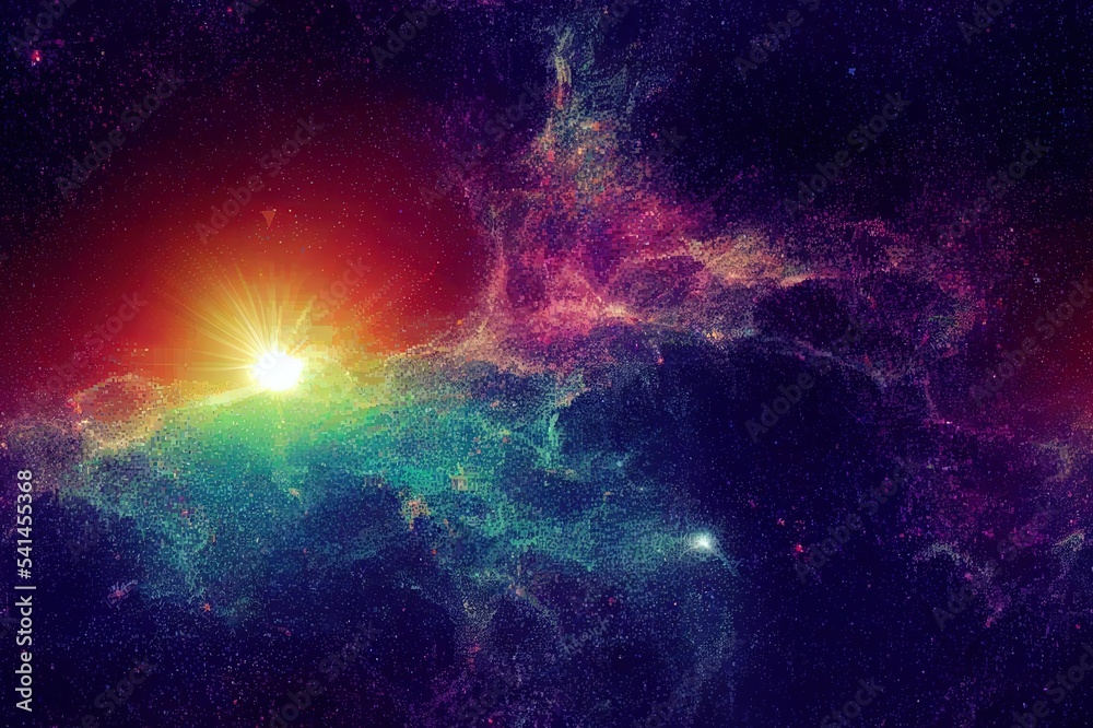 Sunset sky with stars and comets. Cosmic seamless background in pixel ...