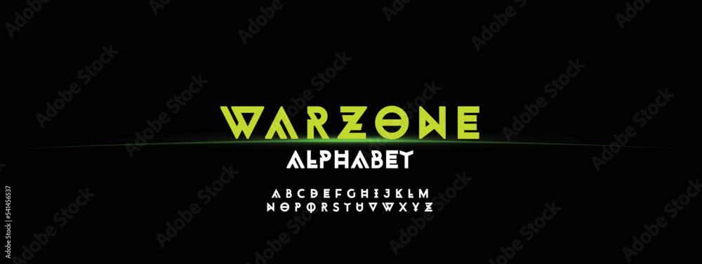WARZONE Sports minimal tech font letter set. Luxury vector typeface for ...