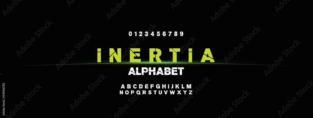 INERTIA Sports minimal tech font letter set. Luxury vector typeface for ...