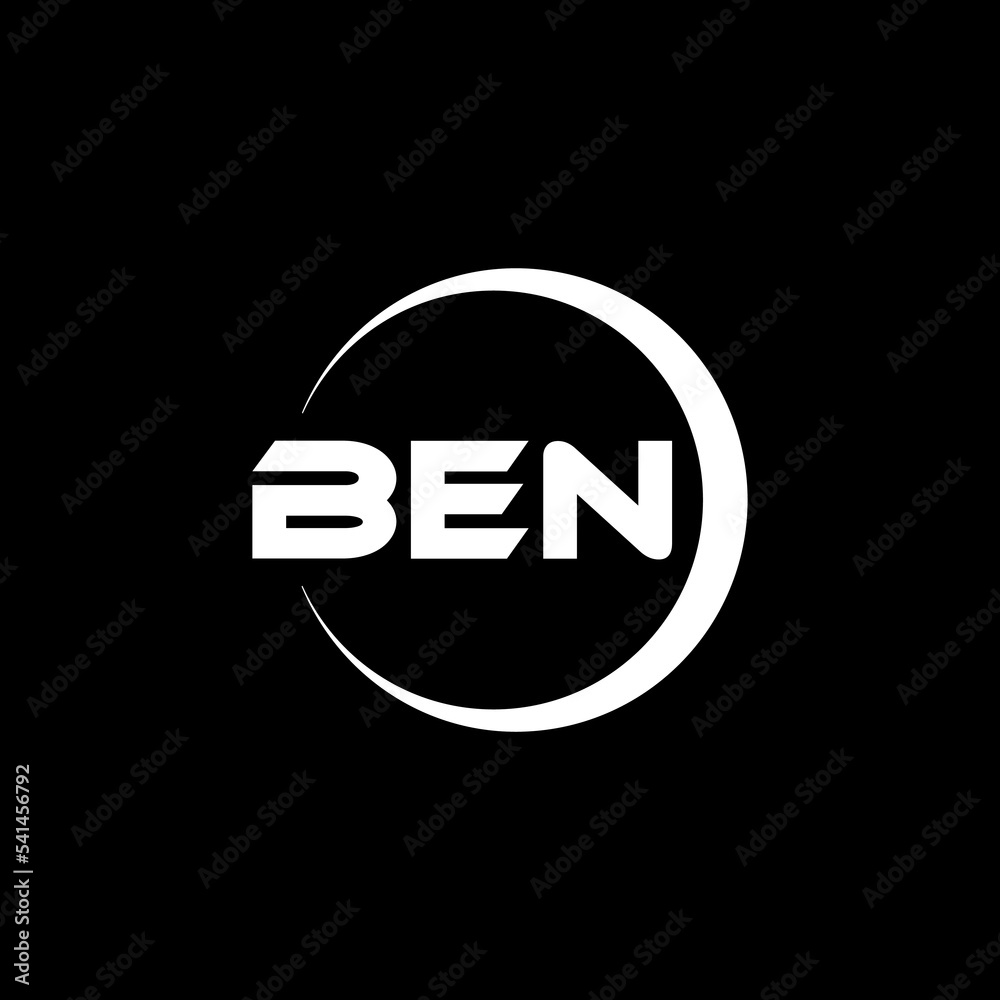 BEN letter logo design with black background in illustrator, cube logo ...