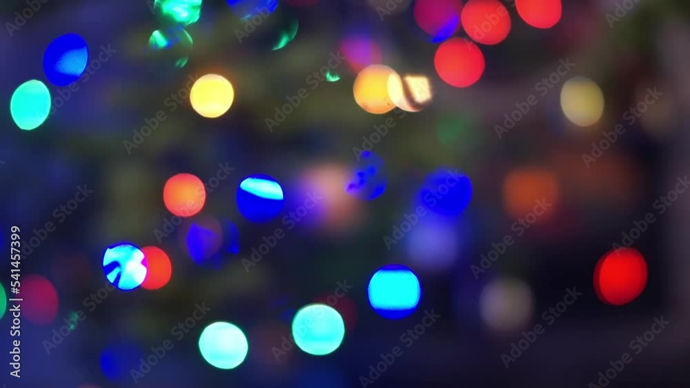Colorful flashing New Year's Christmas lights Christmas tree with ...
