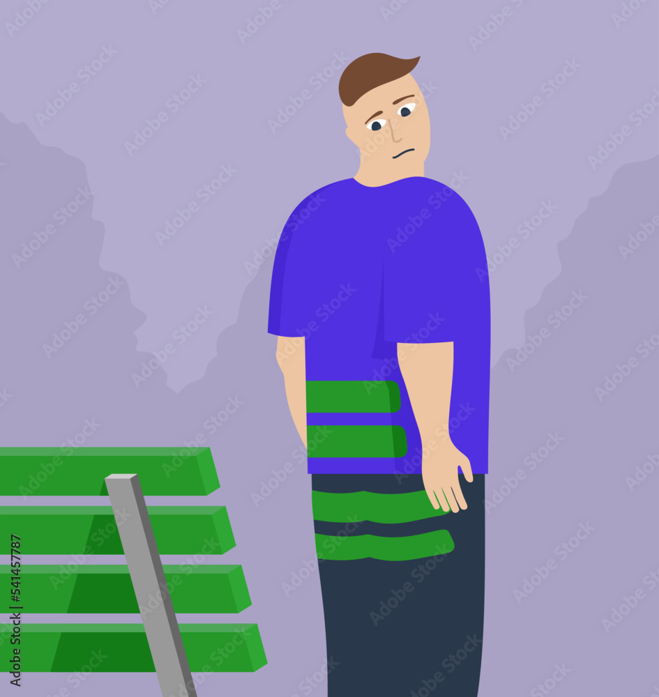 Person with sat on the bench with wet paint Stock Vector | Adobe Stock