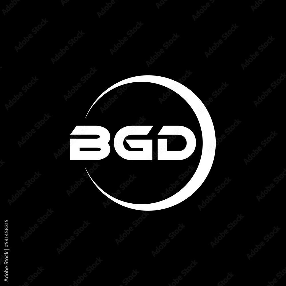 BGD letter logo design with black background in illustrator, cube logo ...