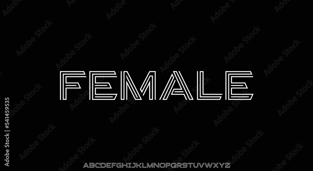 FEMALE Sports minimal tech font letter set. Luxury vector typeface for ...