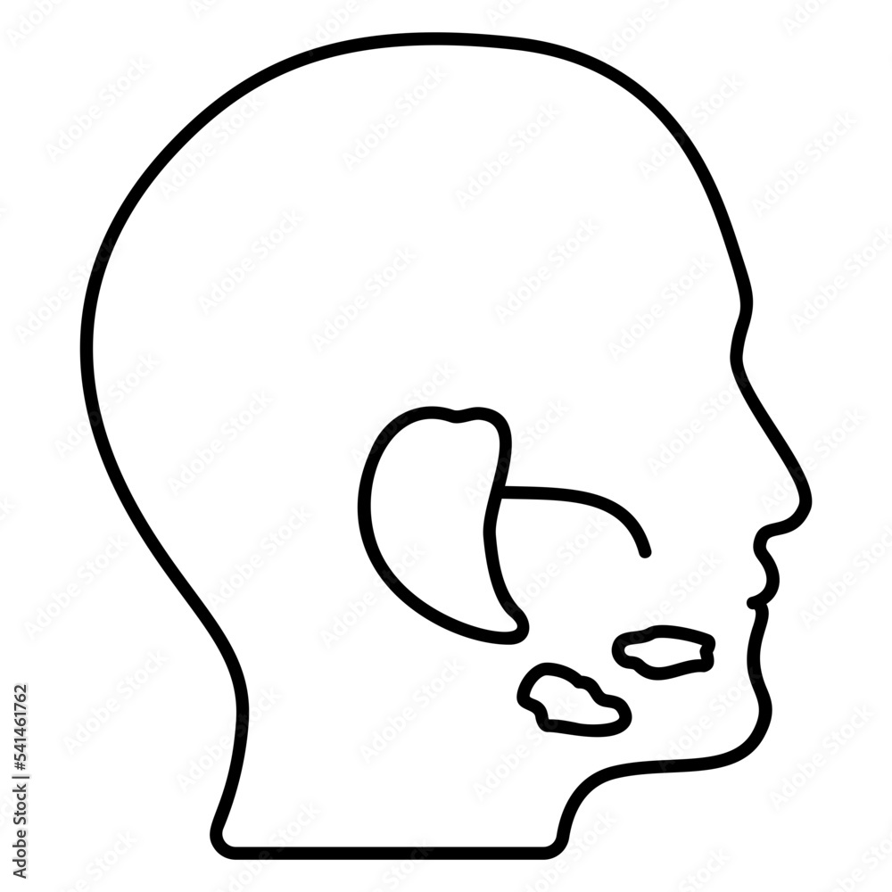 Salivary gland Concept, Human Head Side View vector outline icon Design ...