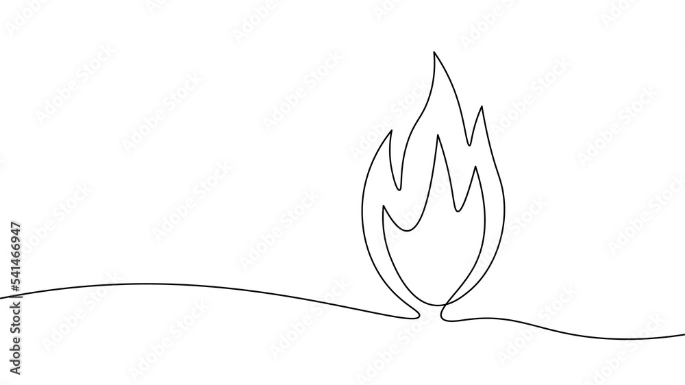 One line fire continuous art. Social media burn news symbol reaction ...