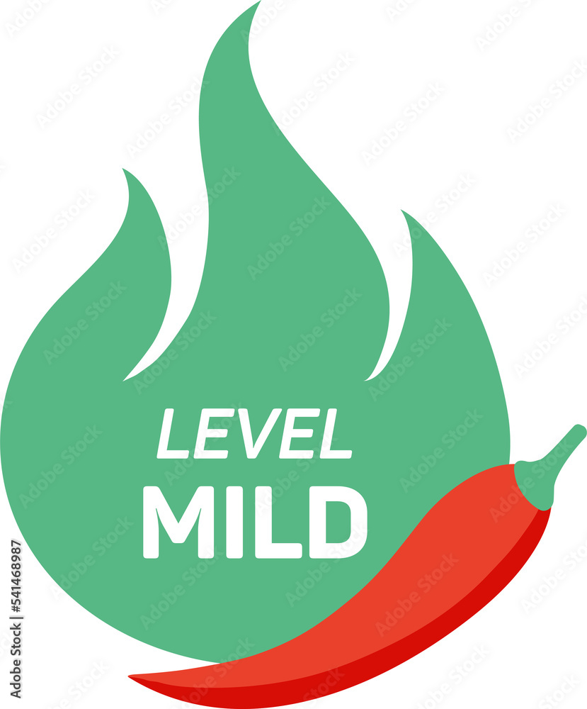 Spicy chili pepper hot fire flame icons. Spicy food level icon, mild ...
