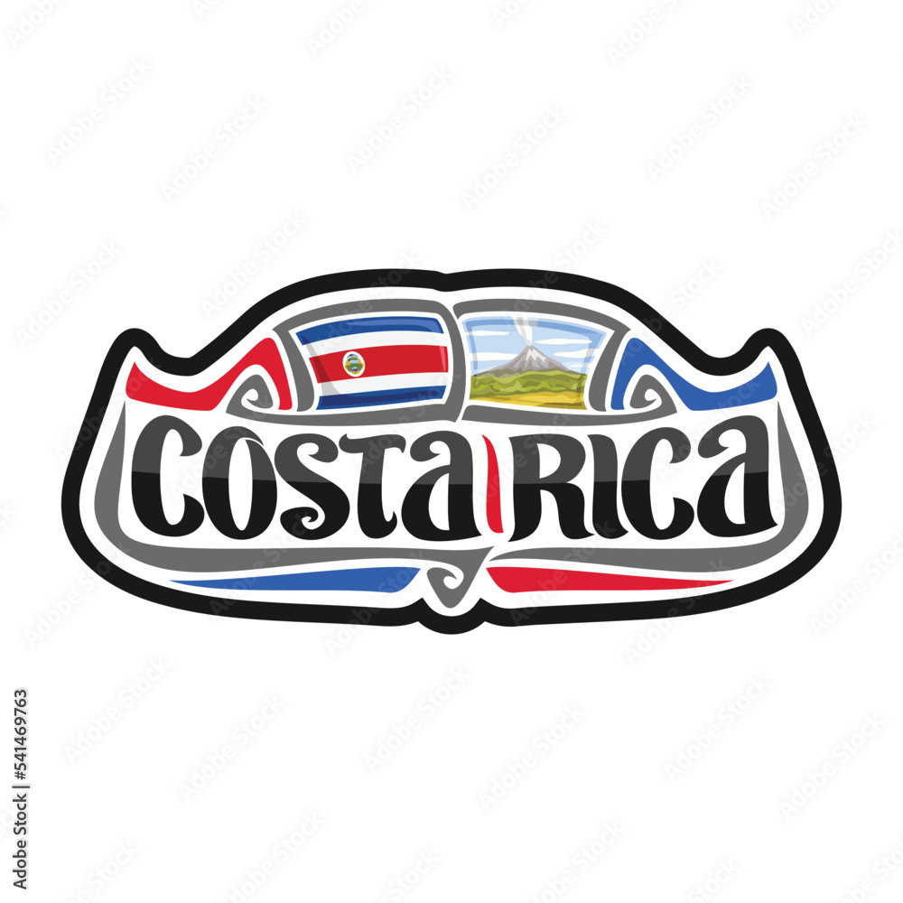 Costa Rica Flag Travel Souvenir Skyline Landmark Map Sticker Logo Badge ...