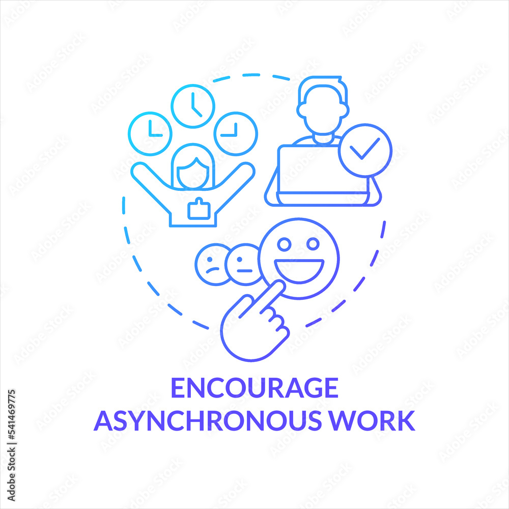 Encourage asynchronous work blue gradient concept icon. Involve ... Encourage asynchronous work blue gradient concept icon. Involve ...