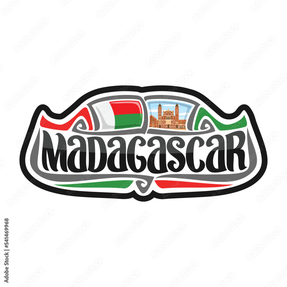 Madagascar Flag Travel Souvenir Skyline Landmark Map Sticker Logo Badge ...