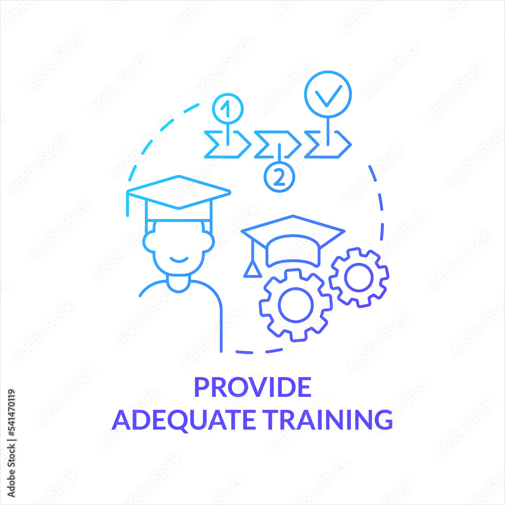 Provide adequate employee training blue gradient concept icon. Give ...