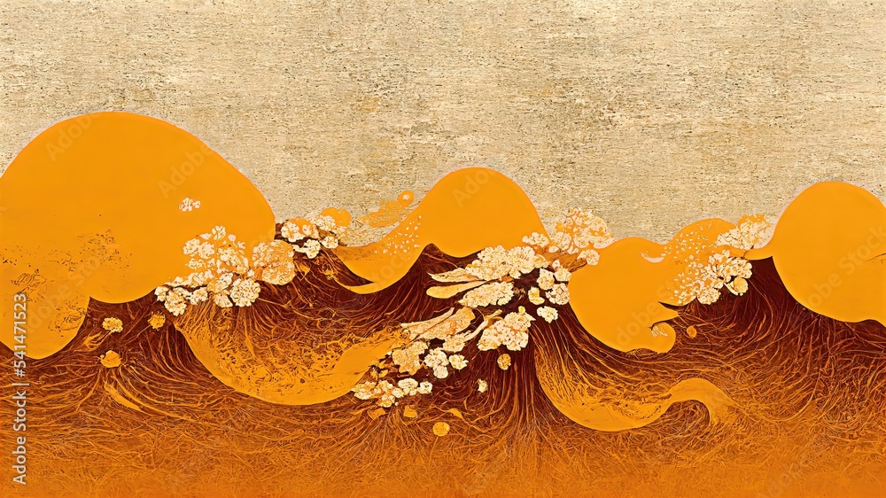 Orange waves and splashes, Japanese textures Japanese traditional ...