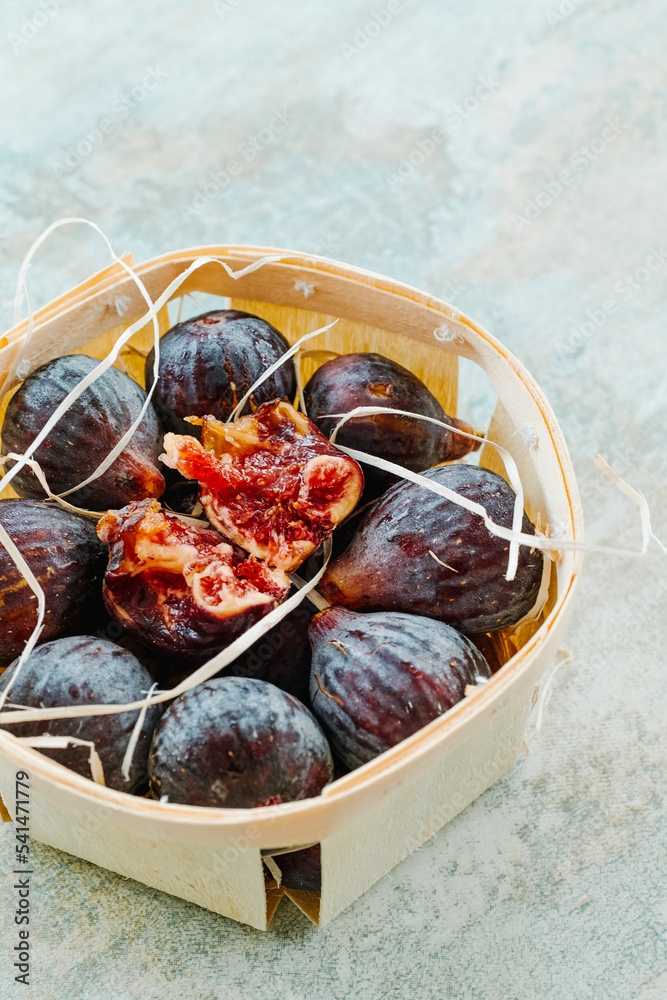 some ripe figs in a wooden box Stock Photo | Adobe Stock