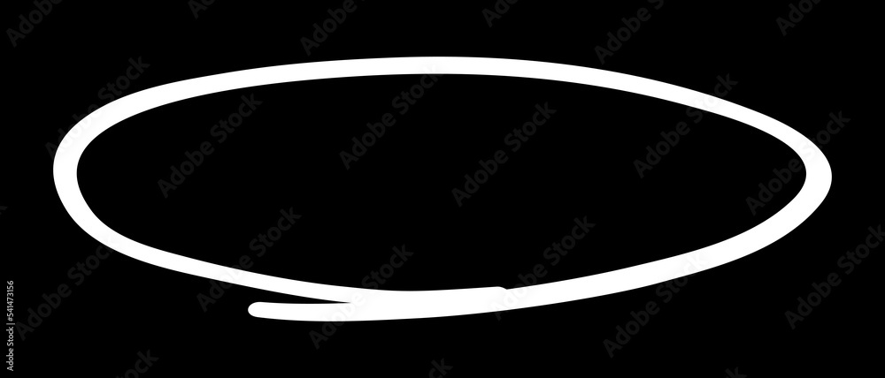 White circle, pen draw. Highlight hand drawing circle isolated on ...