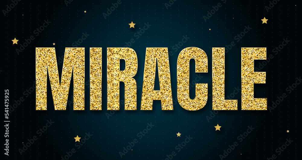 Miracle in shiny golden color, stars design element and on dark background. Stock-Illustration ...