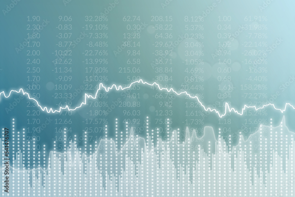 Blue and gray finance background with columns, lines, numbers Stock ...