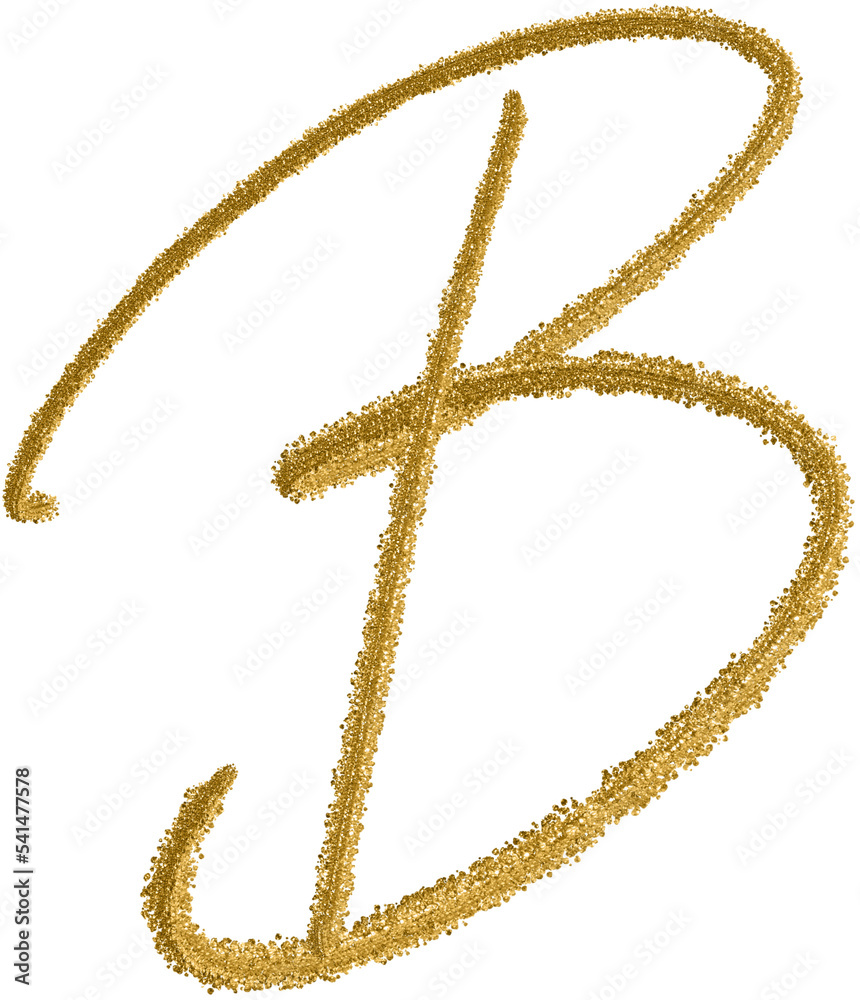 Gold Calligraphy Alphabet Letter B, Cursive B Stock Photo | Adobe Stock