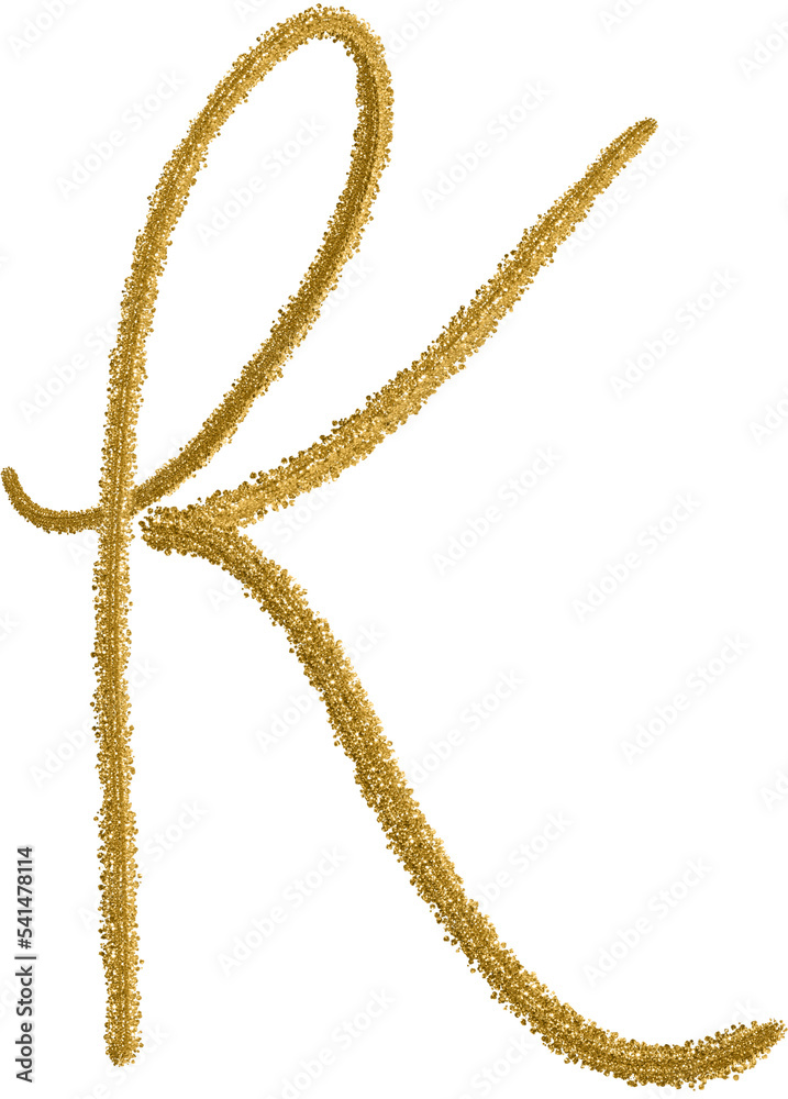 Gold Calligraphy Alphabet Letter K, Cursive K Stock Photo | Adobe Stock