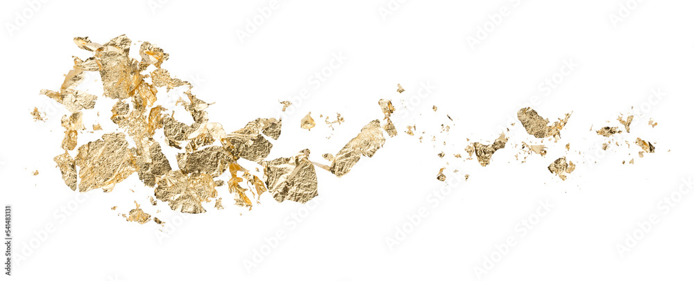 pieces / flakes of gold foil (art and craft supply) isolated - graphic ...