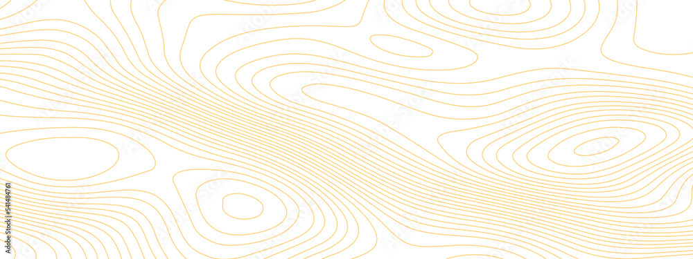 The stylized white and orange abstract topographic map with lines and ...