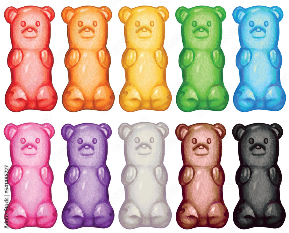 watercolor hand drawn gummy bear candy Stock Vector | Adobe Stock