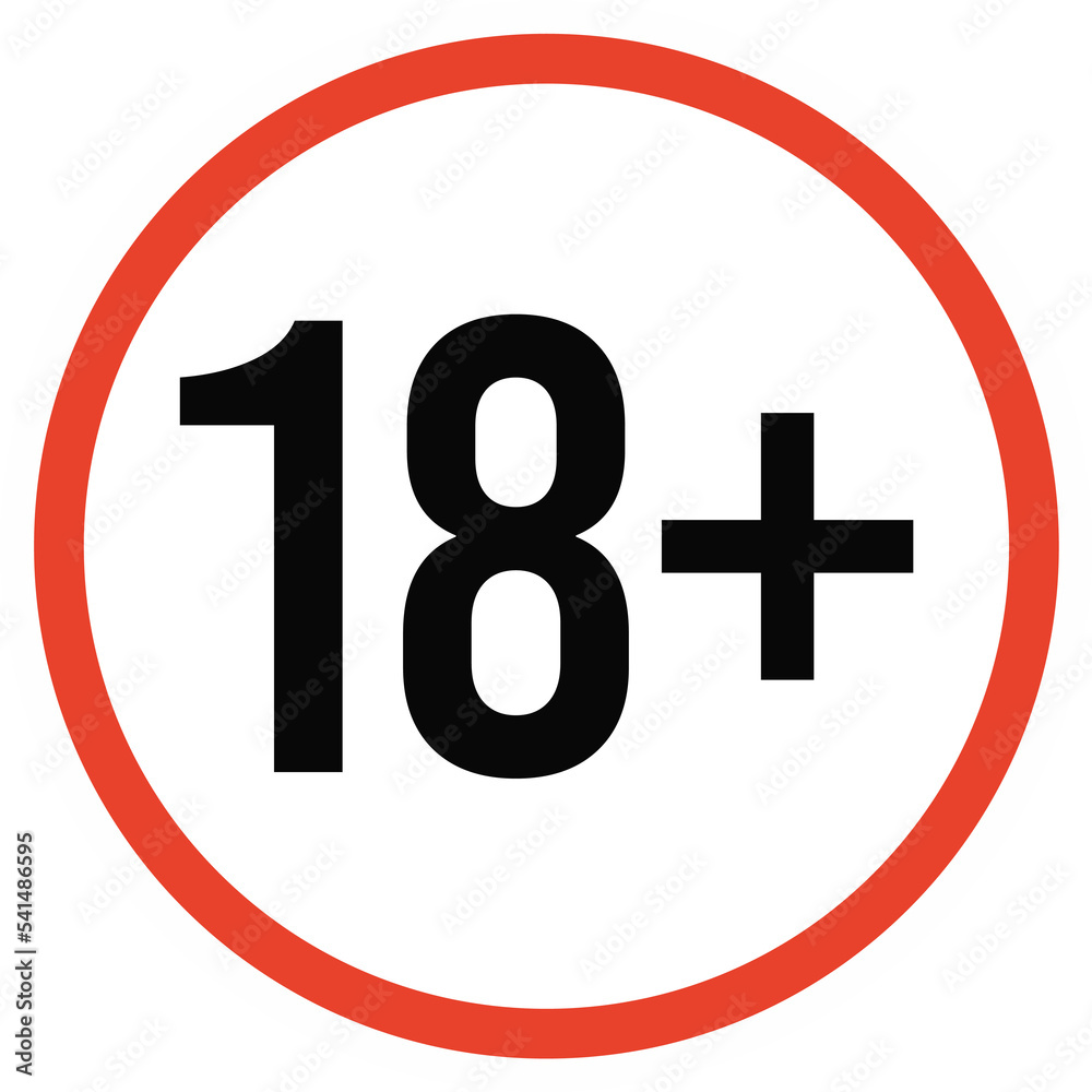 Under 18 sticker illustration. 18 plus adults only concept. Adults only ...